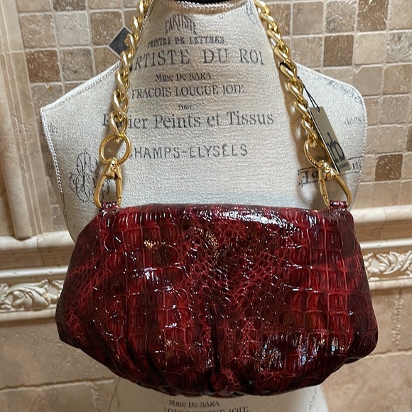 Roccobarocco | Bags | Rb Roccobarocco Croc Embossed Leather Handbag ...